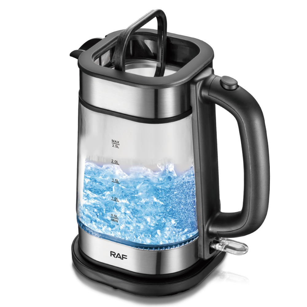 RAF New Coming 2.5L Led Electric Jug Pot Boiling Water Glass Tea Kettle Electric Cordless Kettle ...