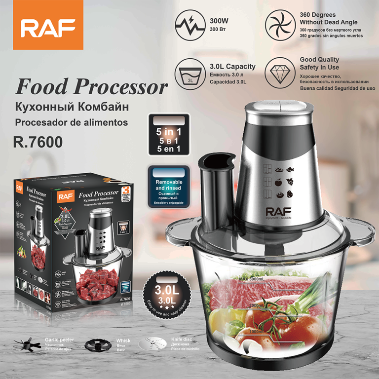 RAF Food Glass Blender Commercial 3l Processor Portable Meat Grinder - RAF