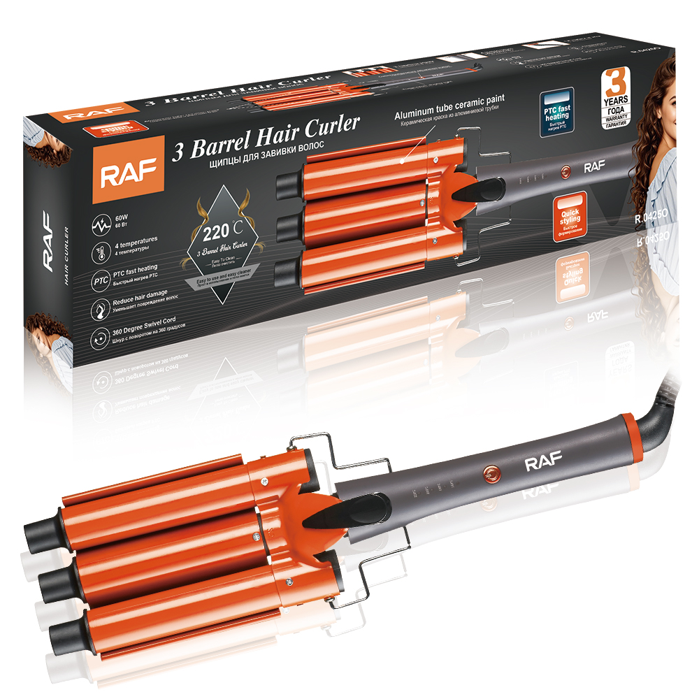 RAF Temperature Display Deep Waver Hair Curler 3 Barrels Big Wave ...