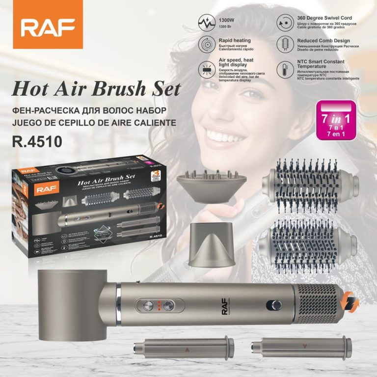 R.4510 Smart Salon Hairdryer 7 in 1 Hair Styler Set Brushless Motor ...